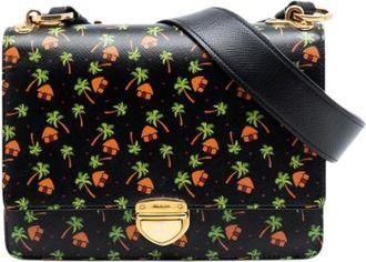 Prada Sac bandouli&egrave;re Pre-owned imprim&eacute; Saffiano - Femme - Pre-owned - Noir - Taille: ONE Size