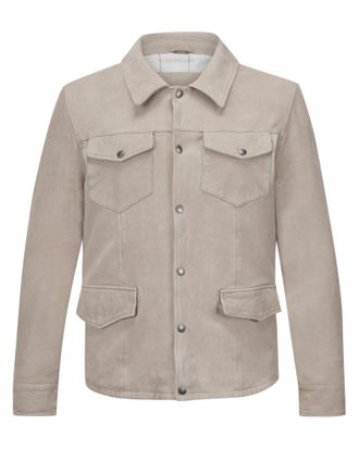 Milestone Lederjacke MSValerio in Overshirt-Optik aus weichem Ziegenveloursleder in