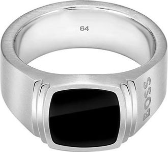BOSS Jewelry ring für Herren Kollektion ODELL in Edelstahl Mit Schwarzem Onyx - 1580652S