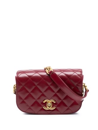 Chanel 2021-2025 mini My Sweet CC Flap Umh&auml;ngetasche aus gl&auml;nzendem Kalbsleder - Rot