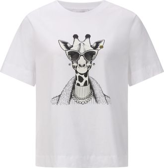 Rich & Royal T-Shirt weiß Easy fit Giraffen-Glitzerprint 2506-464, Größe:L
