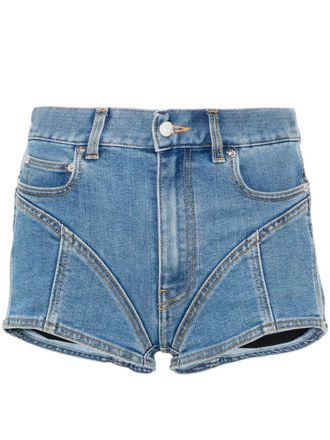 MUGLER Jeans-Shorts im Materialmix - Blau