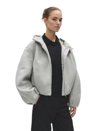 OPUS Kurzjacke grau,Casual,Wolle,Unifarben,Stehkragen,Langarm,Loose Fit