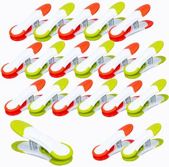 Arvo W&auml;scheklammern 20 St&uuml;ck Soft Grip, UV-, Wasser- und Rostbest&auml;ndig, f&uuml;r Innen- und Au&szlig;enbereich, Gr&uuml;ne und Orangefarbene W&auml;scheklammern, Mittlere Gr&ouml;&szlig;e