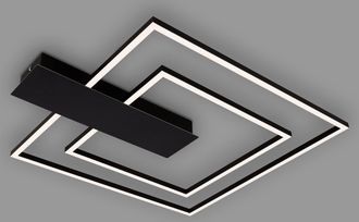 Briloner Leuchten - LED Deckenleuchte dimmbar in 3 Stufen, Memoryfunktion, warmweiße Lichtfarbe, LED Deckenlampe eckig, schwarz, 570x480 mm, 3545-015