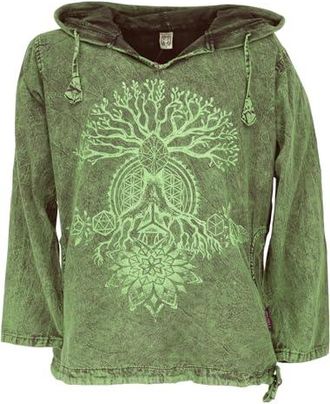 Guru Shop Sweat &agrave; capuche de yoga Stonewash - Pour homme - En coton, vert, L
