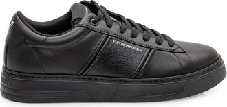 Emporio Armani Homme, Chaussures, Noir, Taille: 41 EU Baskets en cuir avec bande contrast&eacute;e