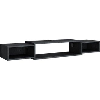 Vicco Meuble tv Nordic, Béton noir, 139.7 x 20.3 cm avec des étagères ouvertes, Vicco
