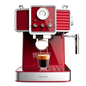 Cecotec Express-Kaffeemaschine Power Espresso 20 Tradizionale Light Red, 1350 W, Espresso und Cappuccino, 20 Bar und Thermoblock, Dampfdüse, Manometer, Vintag