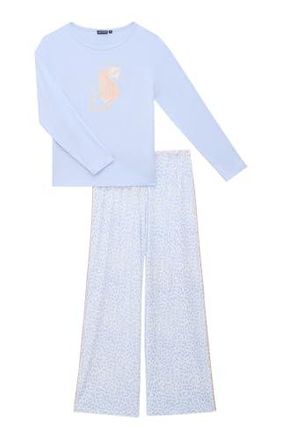 Arthur Pyjama Femme, Ensemble Manches Longues et Pantalon - en Modal, Mati&egrave;re l&eacute;g&egrave;re, Respirante et Ultra Douce - Motif L&eacute;opard Bleu - Taille L