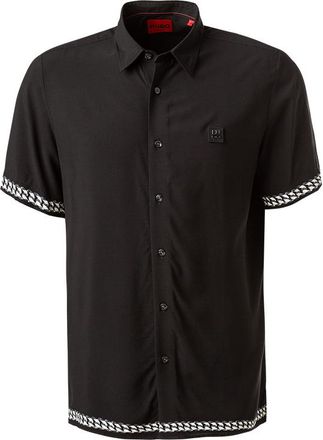 HUGO BOSS Herren Kurzarmhemd schwarz