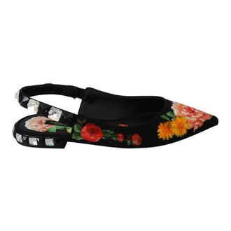 Dolce & Gabbana Schwarze Blumige Kristall Slingbacks - - Shoes - Damen - Schwarzk - 35 EU