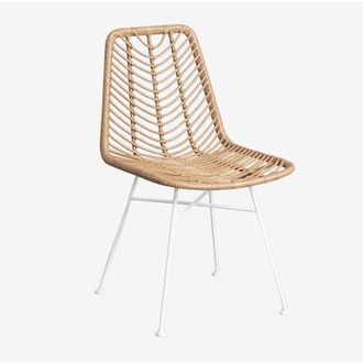 Sklum Sklum - Lot de 2 chaises de jardin en rotin synth&eacute;tique Gouda Natural naturel Blanc