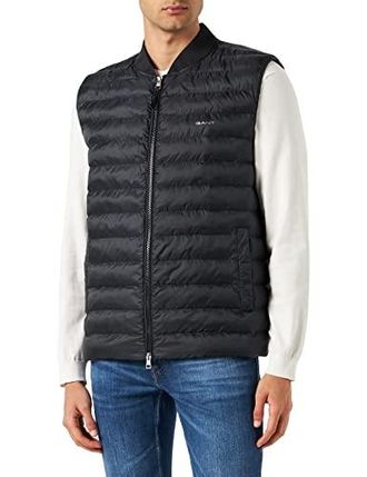 GANT Light Padded Bomber Vest Doudoune L&eacute;g&egrave;re sans Manches en Duvet, Black, L Homme