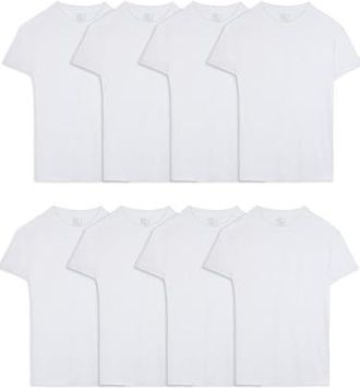 Fruit Of The Loom Crew Tee Undershirts, Moisture Wicking & Tag Free, Also Available in Big & Tall sous-vêtement, Lot de 8 t-Shirts Blancs en Coton mélangé, M Homme