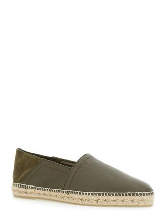 Castaner Mens Green Espadrillas With Braided Raphia Sole Calf Shoe