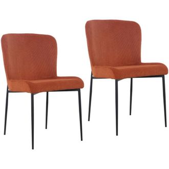 SVITA Svita - freddie Lot de 2 chaises de salle &agrave; manger avec housse en cordon et pieds en m&eacute;tal Orange