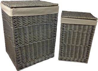 Red Hamper Neu! W&auml;schekorb aus Weide, gef&uuml;ttert (Leinen), hochwertig, klein