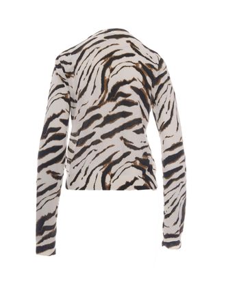 Ganni Womens Cardigan Sheer Printed Egret Organic Cotton Jumpers Sweater