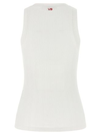 Victoria Beckham Womens White Cotton Sleeveles T-Shirt