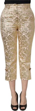 Dolce & Gabbana Femme, Pantalons, Jaune, Taille: 40 FR Floral Jacquard Crop Trouser Pants