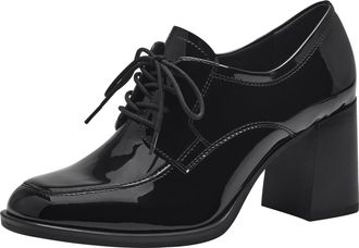 Tamaris Damen Trotteur Vegan Blockabsatz; Black PATENT/schwarz; 37