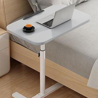Generic Table de lit r&eacute;glable avec roulettes | Pliable Qui Sert de lit for Ordinateur Portable for la Maison et la Chambre | Bureau &agrave; Plateau Roulant et | Hau
