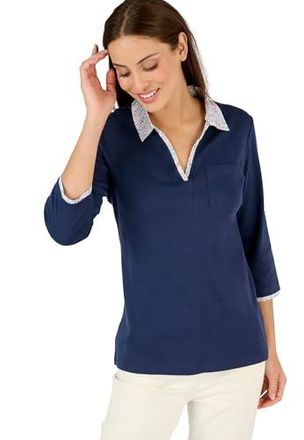 Damart T-Shirt Effet 2 en 1 Femme Bleu Taille 46/48