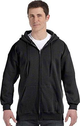 Hanes Mens Full Zip Ultimate Heavyweight Fleece Hoodie, Black, Large
