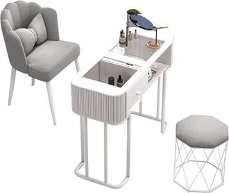 Generic Manicure Table Station Professional Nail Technician Workart Desk with Drawer & Open Shelves,Modern Home Nail Storage Beauty Equipment Wooden Salon Spa