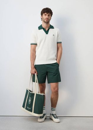 Mango Sac cabas message brod&eacute; kaki - Homme - Taille unique - MANGO MAN