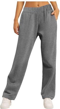 Generic Pantalon Jogging Femme D&eacute;contract&eacute; Jambe Large Polaire Pantalon de Surv&ecirc;tement Taille Elastique Confortable Ample 2026 Automne Hiver Sweatpants avec P