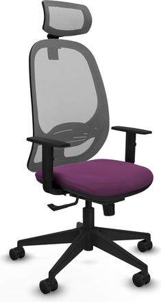 Piqueras y Crespo Cilanco Centro Centre mit 1D-Armlehnen, h&ouml;henverstellbare Lendenwirbelst&uuml;tze und h&ouml;henverstellbares Kopfteil, Grau/Violett