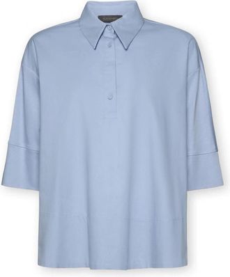 Elena Miro Femme, Blouses et Chemises, Bleu, Taille: 46 FR Blouse ample &agrave; manches trois-quarts