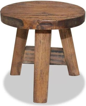 Les Tendances Tabouret bas rond bois massif recycl&eacute; clair Indula