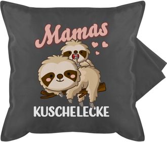 Shirtracer Kissenbezug - Mama - Mamas Kuschelecke mit s&uuml;&szlig;em Faultier - 50 x 50 cm - Grau - Geschenk Mutter mom kuschelkissen Geschenke werdende m&uuml;tter Mutti Kiss