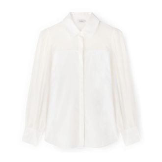 Motivi Popeline-Hemd mit halbtransparenten Eins&auml;tzen - - Blouses & Shirts - Damen - Wei&szlig; - XS