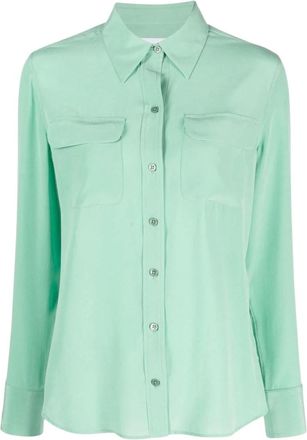 Equipment Femme, Blouses et Chemises, Vert, Taille: 40 FR Slim Signature Silk Shirt