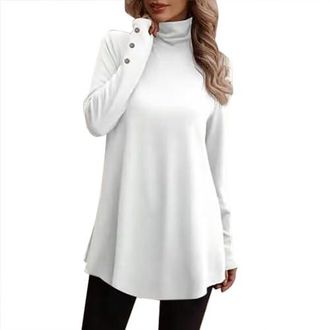 Generic T-shirt basique uni à manches courtes pour femme - T-shirt tendance décontracté pour femme - Col haut - Couleur unie - Doux - Tenue pour la vie quotid