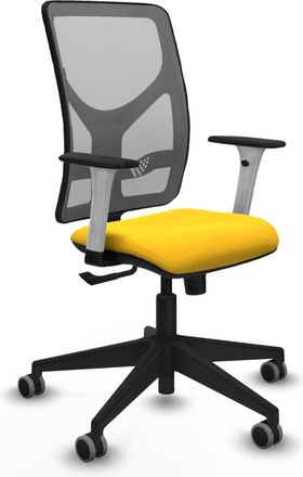 Piqueras y Crespo B&uuml;rostuhl mit Armlehnen in Wei&szlig; und Schwarz, h&ouml;henverstellbare Lendenwirbelst&uuml;tze, ausgestattet mit 3 Positionen und Schneideschaum, Grau/Gelb