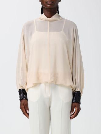 Hanita Blouse drap&eacute;e en viscose avec sequins et manches longues