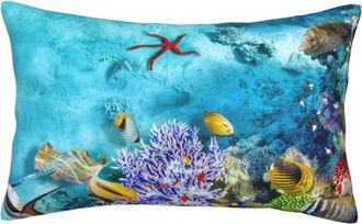 Generic Kissenbez&uuml;ge Korallen Und Tropische Fische Kopfkissenbezug Mit Rei&szlig;verschluss Weiche Wohnkultur Bett Kissenbez&uuml;ge, F&uuml;r Auto, Sofa, Wohnzimmer, 40x60cm
