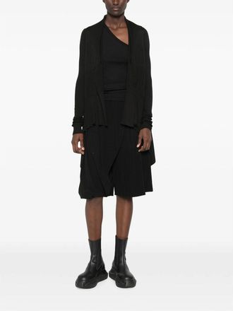 Rick Owens Draped Fine-Knit Virgin Wool Cardigan - Black