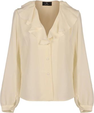 Etro Femme, Blouses et Chemises, Beige, Taille: 38 FR Chemisier en Soie Imprim&eacute;e