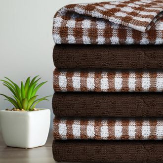 Casabella Geschirrtücher aus Frottee, Baumwolle, weich, sehr saugfähig, Geschirrtücher & Barhandtücher, unschlagbarer Preis (6 Stück, braun)