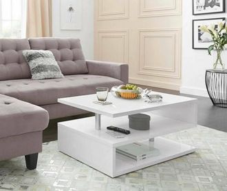 Dmora Couchtisch Goffredo, Wohnzimmer-Couchtisch, niedriges Aufbewahrungselement, 90x55x41 cm, glänzendes Weiß