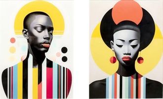 Kare Design Design Glasbild Muse Retro Lady, Mehrfarbig, Wandbild, Wandkunst, Menschen Motiv, 40x30 cm