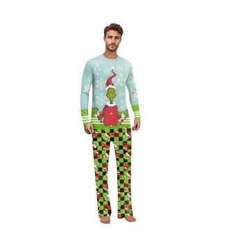 Generic Le Grinch Pyjama Noel Famille De Grinch Bebe Coton Hiver Vetement Couple Homme Deguisement Noël Chaud Et Doux Ensembles Pull Garcon Assorti Enfant The