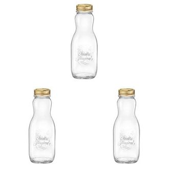 Bormioli Rocco Pengo Evolution Clear Glass Fridge Cup with Plastic lid with Clip Closure lt 1.7. CP (Packung mit 3)