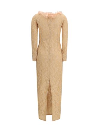 Alessandra Rich Womens Stretch Lace Evening Dress Nude Polyamide; Lyocell